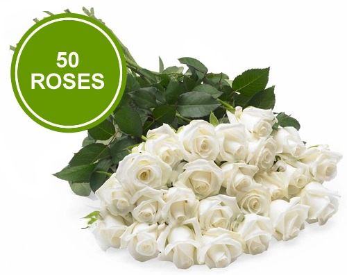 Bouquet 50 white roses - Fresh guarantee - Flowers.NL®