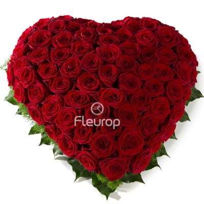 Funeral Flowers - Hart of Red Roses - Flowers.NL