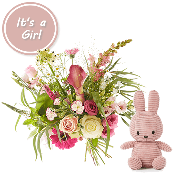 Birth bouquet Girl & Miffy - Florist Flowers.NL