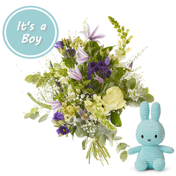 Bouquet Birth bouquet Boy & Miffy - Florist Flowers.NL
