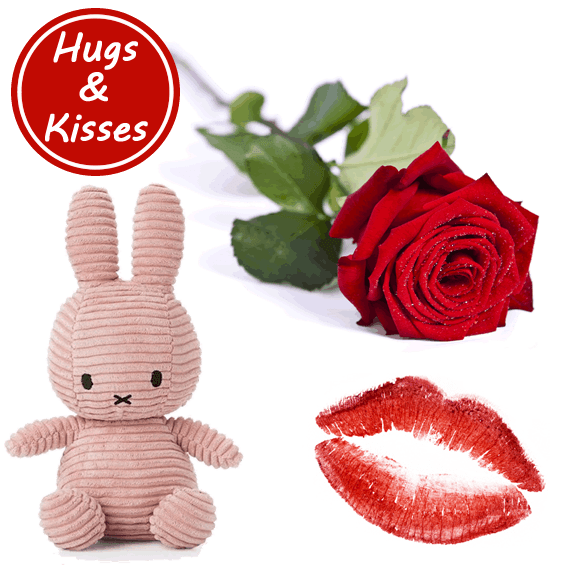 Red Rose + Hug from Miffy "Pink" - Flowers.NL®