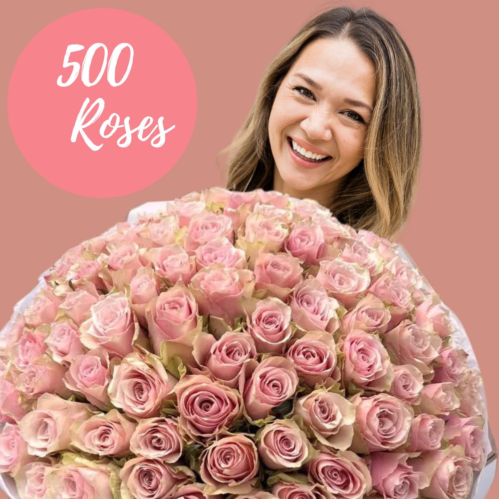 Bouquet 500 Pink Roses, Freshness guarantee-Flowers.NL®