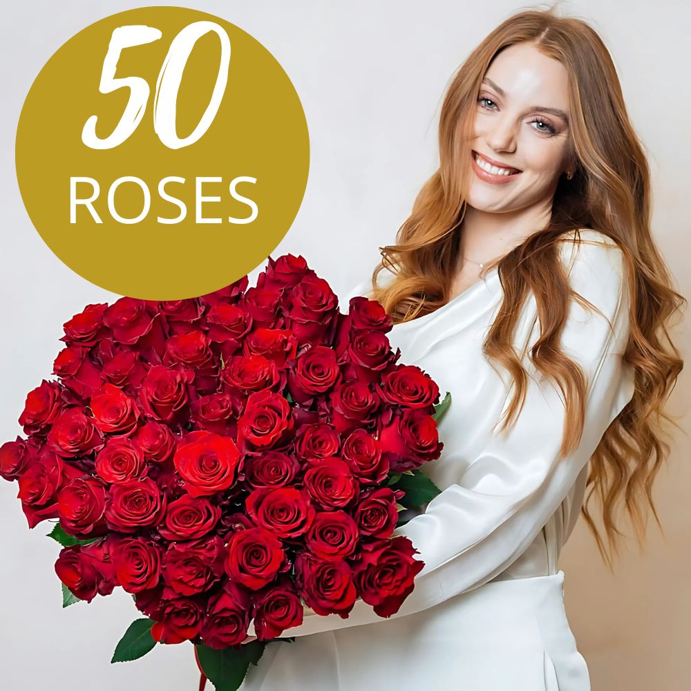50 Long-stem red Roses - Order & send - Flowers.NL®