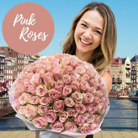 Happy Birthday Pink Roses Bouquet Same Day Flower & Gift Delivery